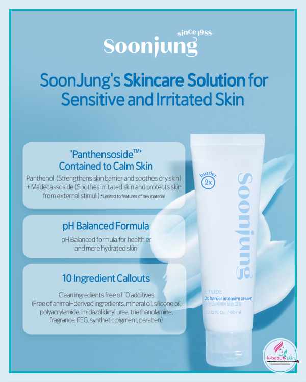 Etude House SoonJung 2x Barrier Intensive Cream 60ml K Beauty Skin Authentic Korean Cosmetics Skincare in India