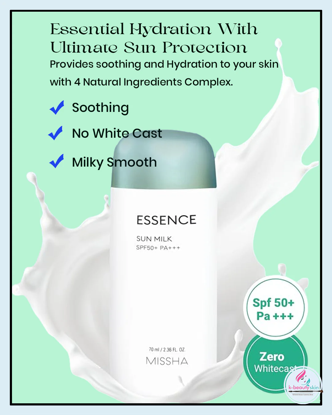 Buy MISSHA All Around Safe Block Essence Sun Milk SPF50+ PA+++ 70ml ...